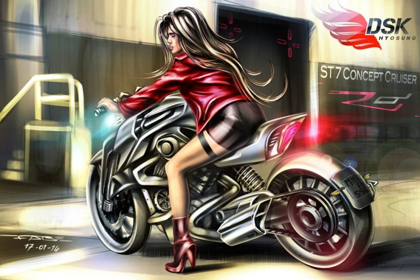 Not A Batmobile, Not A Diavel, Its The Hyosung ST7 Cruiser Concept ...