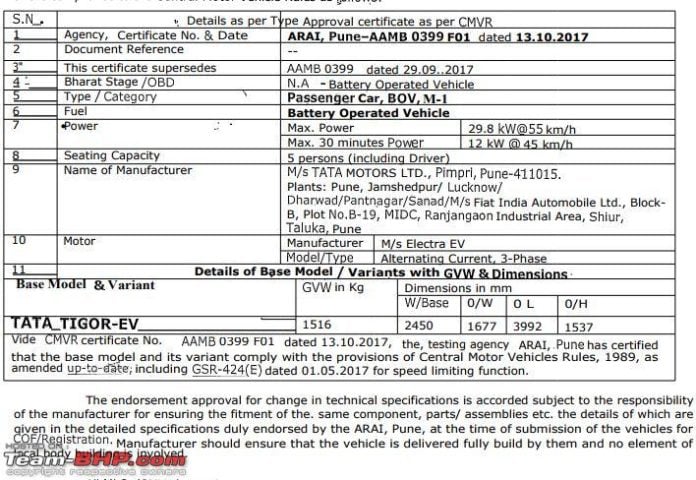 Tata Tigor Electric Car Specifications Leak Online – Power Figure ...