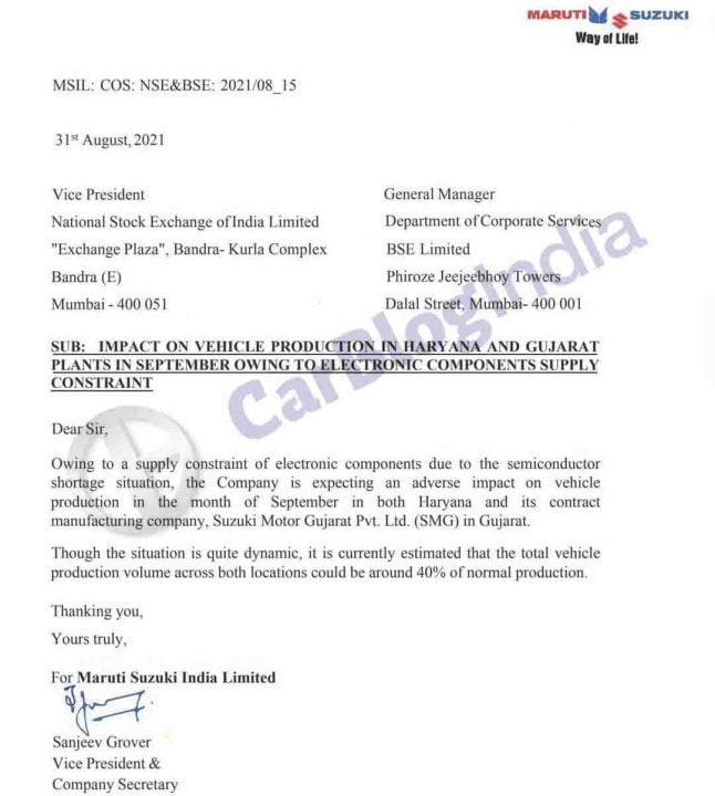 60% Drop in Maruti Suzuki Production Looks Likely – Leaked Internal ...