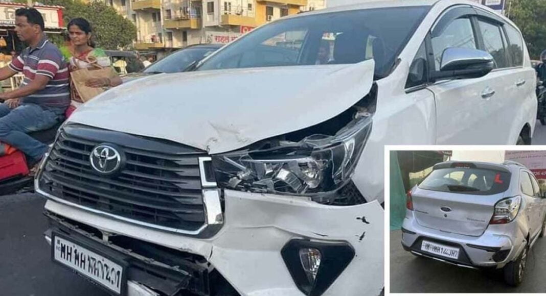 Toyota Innova Crysta Rear-Ends Ford Freestyle, Left Disfigured
