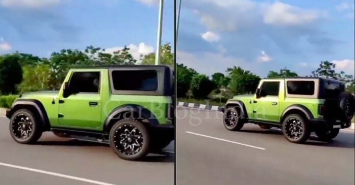 India’s 1st Hulk Green Mahindra Thar with Chrome Rims and Spinners ...