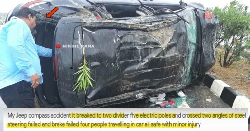 Jeep Compass Hits 5 Electricity Poles After Brake & Steering Failure ...