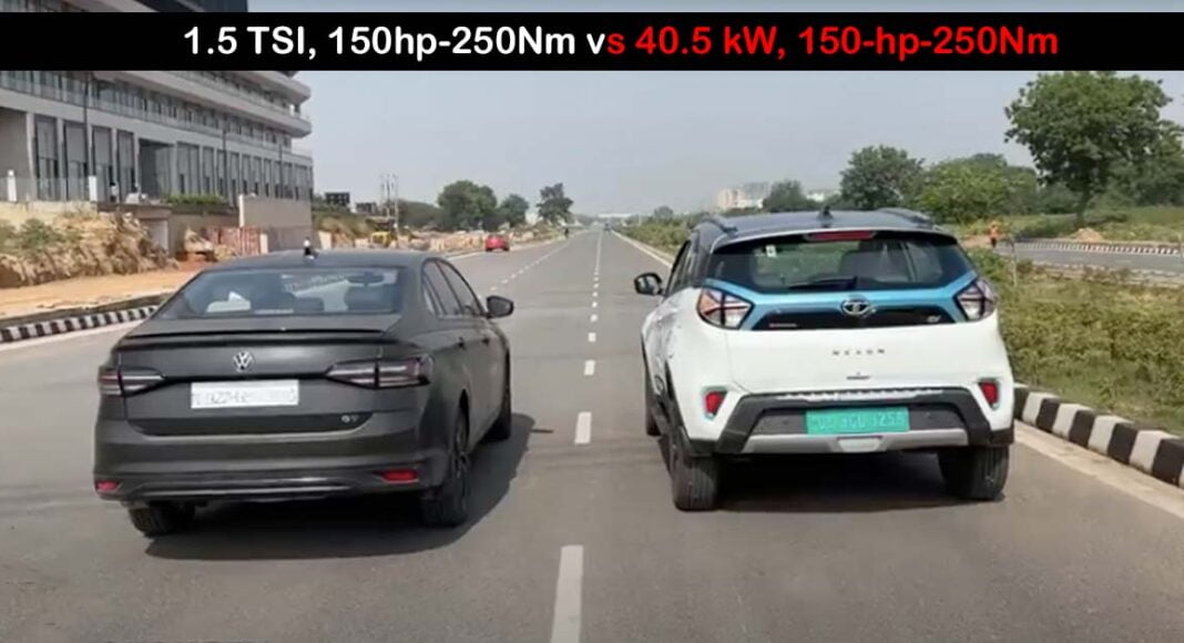 Tata Nexon EV Max Pwns VW Virtus in a Classic Drag Race