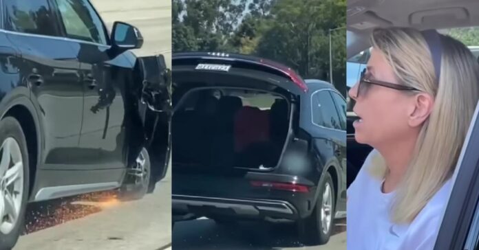 Woman Drives Audi With Open Boot and 3 Tyres on A Highway » Car Blog India