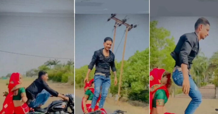 Stupid Royal Enfield Bullet Rider Performs Stunts While Wife Rides ...