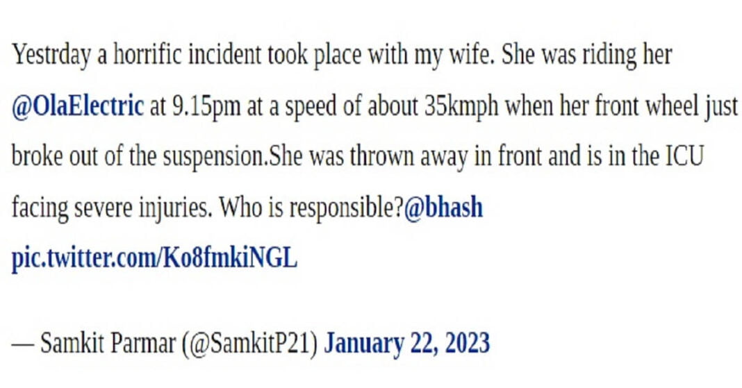 Ola on Latest S1 Pro Incident: Case of a Very High Impact Road Accident ...