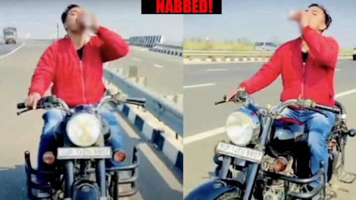 Royal Enfield Rider Seen Having Beer While Riding, FINED » Car Blog India