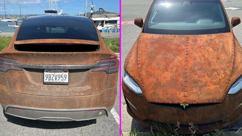 World’s Only Tesla Model Y with Full Body Rust Wrap » Car Blog India
