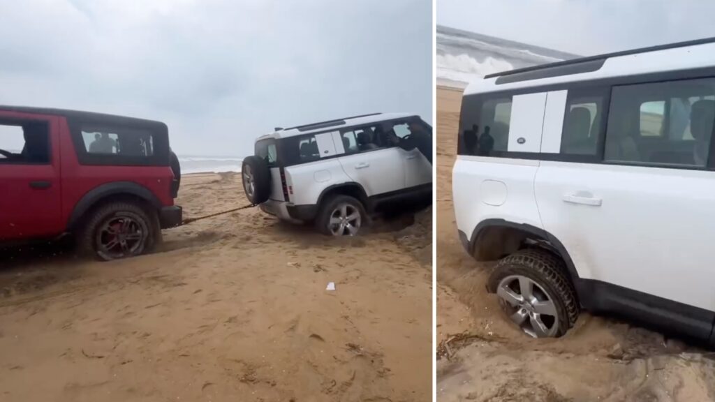 Rs 17 Lakh Mahindra Thar Rescues Rs 2.3 Crore Land Rover Defender Stuck ...