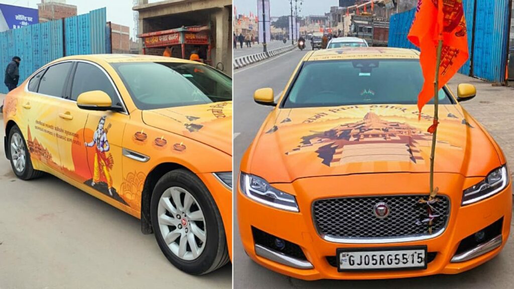 Gujarati Covers His Jaguar in Ayodhya Ram Mandir Theme Wrap » Car Blog ...