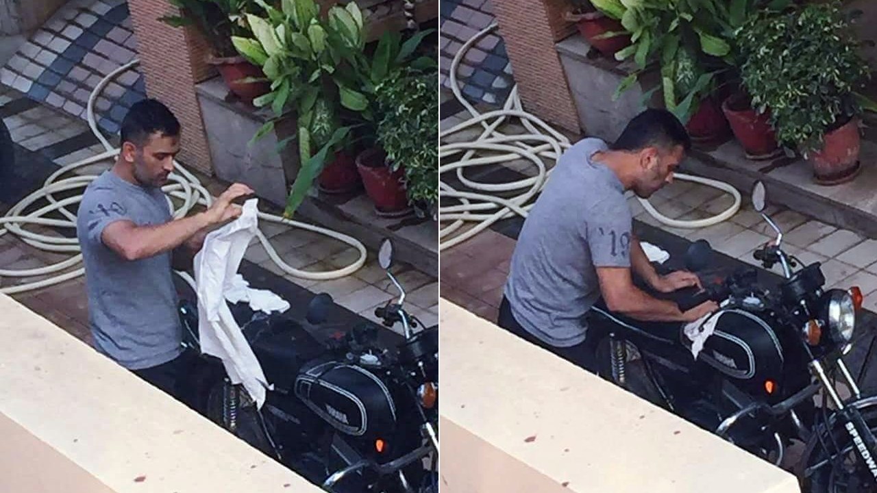 MS Dhoni Seen Wiping his Yamaha RD350, Internet Lauds his Simplicity