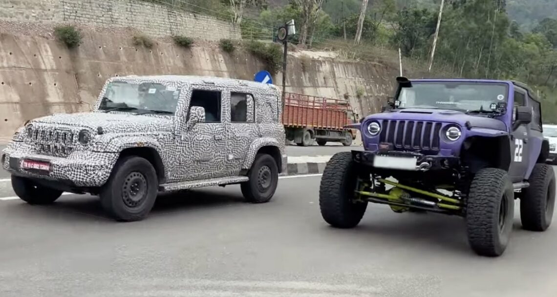 Mahindra Thar 5-door Seen Next to Lifted Thar, Looks Big