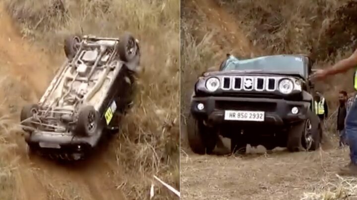 Maruti Jimny Rolls Over Twice in Rally Stage