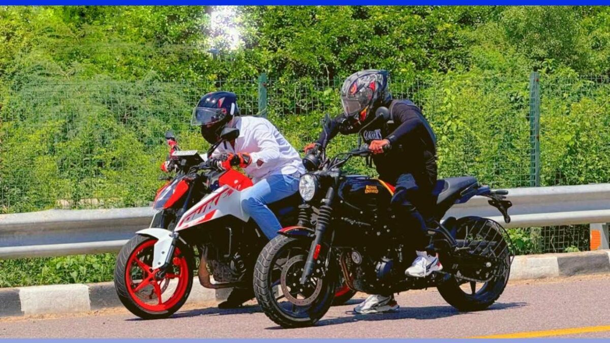 RE Guerrilla 450 vs KTM Duke 250 in Classic Drag Race