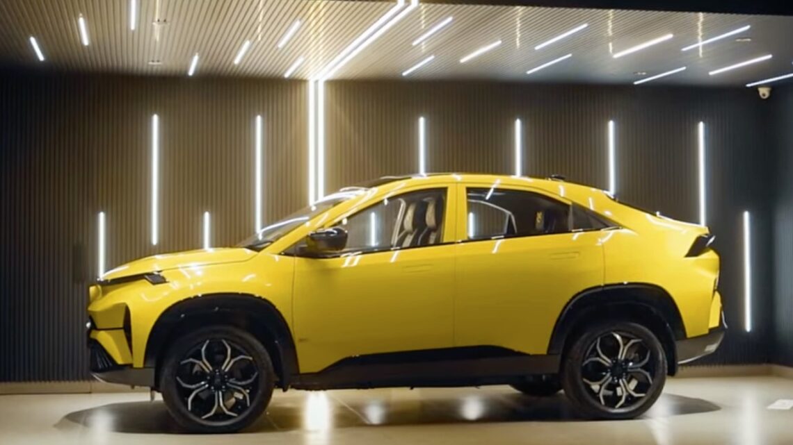 Tata Curvv EV Painted Yellow Like Lamborghini Urus