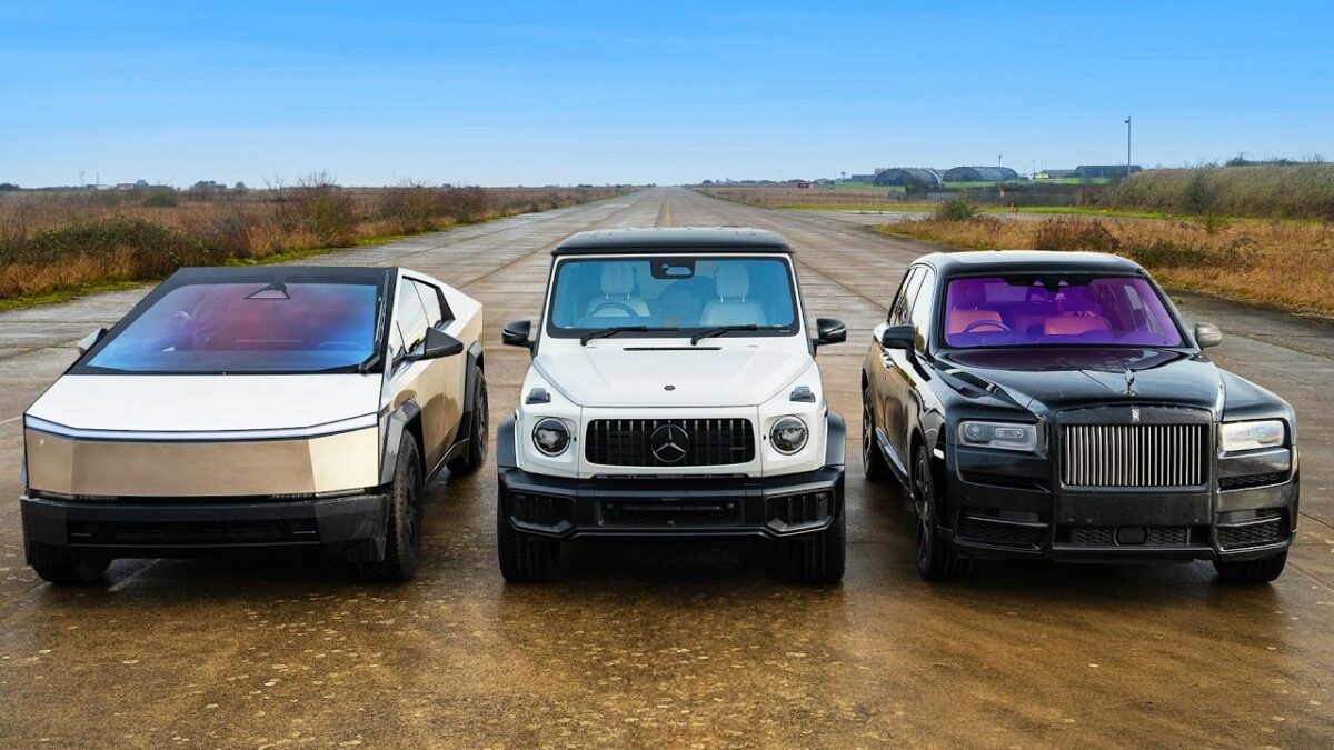Tesla Cybertruck v Rolls Royce Cullinan v Mercedes AMG G63 Drag Race